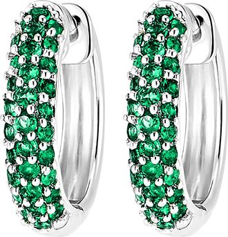 Edenly Ohrringe Paradiesvogel - Smaragdkreolen - 18 Karat Weißgold