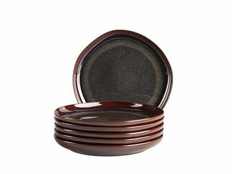 Mäser Serie Cordelia, Desserteller Set für 6 Personen aus hochwertigem Steinzeug, 6-teiliges Tafelservice, unregelmäßige Geschirr Formen; Steinzeug, Tropica