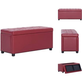 vidaXL Ottoman mit Stauraum 87,5 cm Weinrot Kunstleder - Sitztruhe - Ottoman - Aufbewahrungsbox - Wohnzimmer Deko - Wohnraum M&ouml;bel