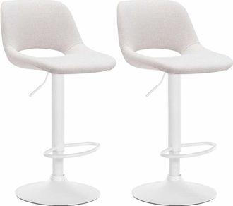 Clp Lot de 2 tabourets de bar Camden tissu Crème Métal blanc mat