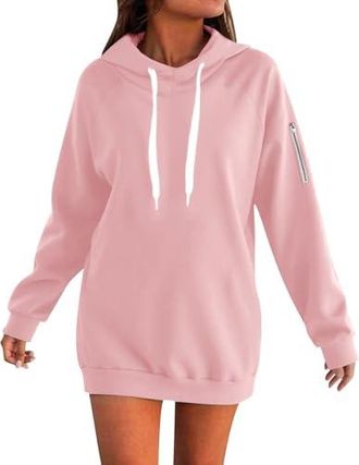 Generic 2026 Sweat &agrave; capuche solide pour homme en polaire m&eacute;lang&eacute; doux avec poche, rose clair, XXL