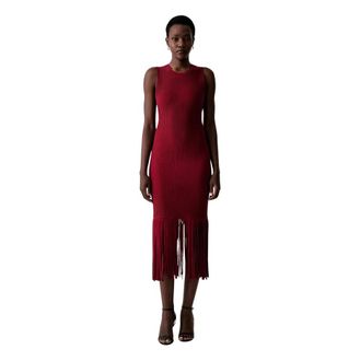 DKNY Dkny - Robe mi-longue en maille - Femme - Robes - Rouge - Taille: 36 FR