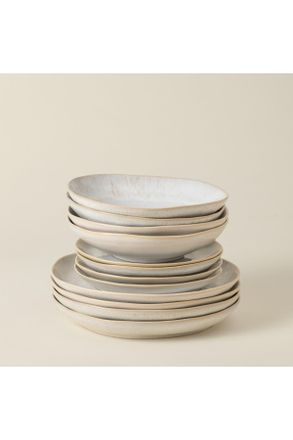 Costa Nova Kombiservice Eivissa, Creme, Wei&szlig; Hochglanz, Keramik, 12-teilig, Handmade in Europe, Essen & Trinken, Geschirr, Geschirr-Sets, Kombiservice