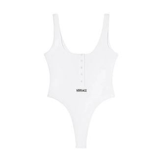 Versace Femme, Tops, Blanc, Taille: 38 FR Haut en coton c&ocirc;tel&eacute;