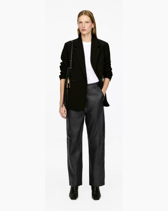 Arket Lockere Lederhose -Schwarz