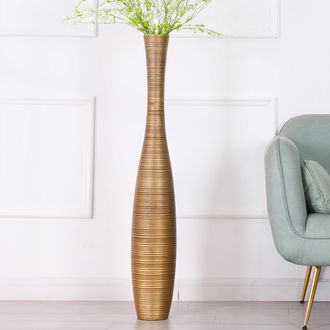 Leewadee Gro&szlig;e Bodenvase F&uuml;r Pampasgras Und Blumen, 105 cm hoch, Gold, Resin