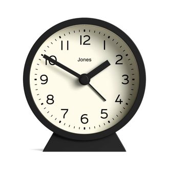 Jones Clocks Midnight Mini-Wecker | Zeitgenössisches Design | Schwarz | Stilvoll, kompakt und funktional für Nachttisch, Schreibtisch oder Regal