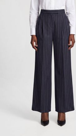 Max Mara Weit geschnittene Nadelstreifenhose mit hohem Bund aus Wollmischung