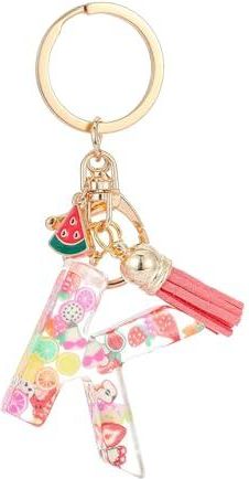 Generic Porte-cl&eacute;s en r&eacute;sine avec 26 lettres et pampille past&egrave;que Sifflet cr&eacute;atif Dragonne, K, taille unique