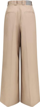 Balenciaga High-Waisted Wide-Leg Cotton Twill Trousers - Beige