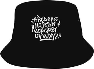 Generic Imprimé Seau Chapeau Lettres de Style gribouillage Chapeaux de Visière Pliable Bobs Homme pour Été Randonnée Femmes