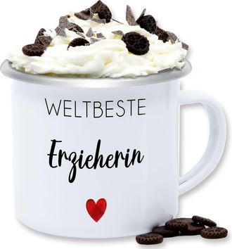Shirtracer Emaille Tasse Blechtasse - Tassen - Weltbeste Erzieherin | Geschenkidee f&uuml;r die beste Betreuerin der Welt | Geschenk Kinderg&auml;rtnerin Tagesmutter Kinde