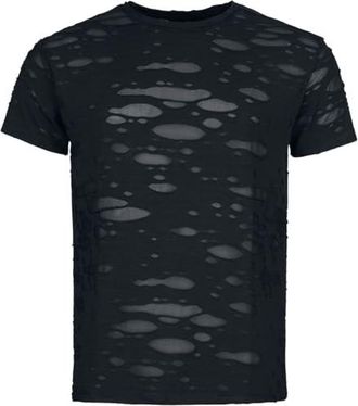 Gothicana by EMP Homme T-Shirt Noir avec d&eacute;coupes et Tissu Transparent L