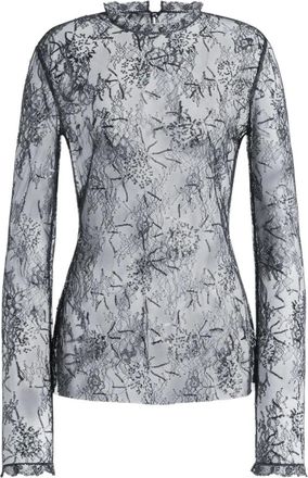 Alberta Ferretti Femme, Blouses et Chemises, Gris, Taille: 44 FR camicie pizzo ricamo pailettes
