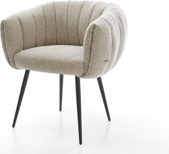 DELIFE Esszimmerstuhl Jada-Flex Webstoff Soft Beige 4-Fu&szlig; konisch Schwarz Taschenfederkern, Esszimmerst&uuml;hle