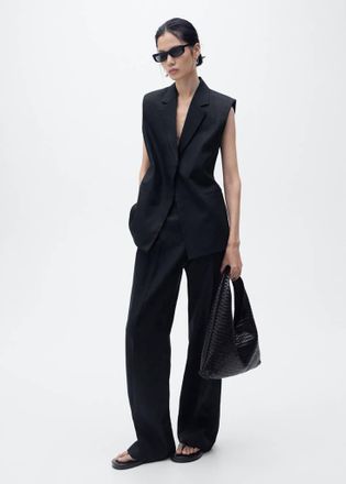 Mango Gilet costume lin noir - Femme - S - MANGO