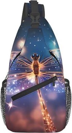 Generic Sacoche Tactique Galaxie de la libellule volante Durable Sacs &agrave; Bandouli&egrave;re Mode Sac &agrave; Dos De Voyage pour Randonn&eacute;e Cyclisme Camping