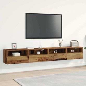 vidaXL Vidaxl - Meuble tv mural 2 pcs Bois Ancien 100 x 30 x 30 cm