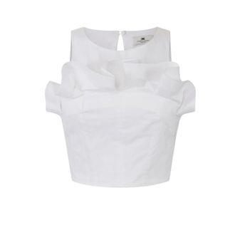 Elisabetta Franchi &Auml;rmelloses Oberteil mit R&uuml;sche - - Tops - Damen - Wei&szlig; - XS
