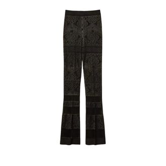 Twinset Femme, Pantalons, Noir, Taille: 42 FR Pantalon &Eacute;vas&eacute; en Tricot Ajour&eacute;
