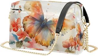 Mnsruu Sacs à bandoulière pour femme, sac à main en cuir avec motif papillon et fleur rouge