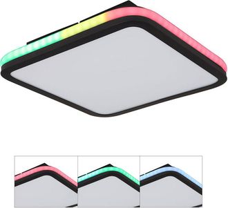 Globo Lighting Plafonnier plafonnier t&eacute;l&eacute;commande led dimmable rgb changeur de couleur noir