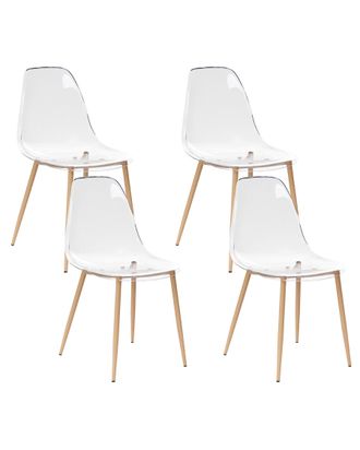 Beliani Esszimmerstuhl 4er Set Kunststoff Eisen Holzoptik transparent modern Takilma