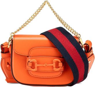 Gucci Hobo Bags - Mini Leather Horsebit 1955 Web Satchel - Gr. unisize - in Orange - f&uuml;r Damen