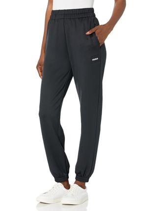 HUGO BOSS Damen Pure Cuffed Sweatpants mit Gummi-Logo Trainingshose, Stormy Black, M