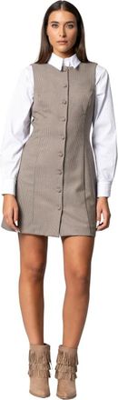 Kocca Femme, Robes, Gris, Taille: 44 FR Short Sleeveless Lightly Chequered Dress
