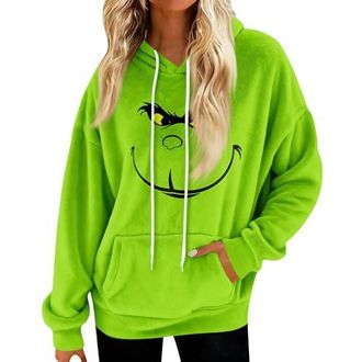 Generic Le Grinch Sweat A Capuche Femme Adulte Pilou The 2025 Hiver Oversize Deguisement Vetement Pull Chaud Pyjama Polaire Moche Costume Femmes De Noël Noel 