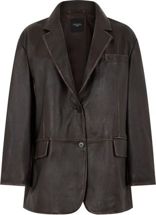 Max Mara Femme, Vestes, Brun, Taille: 40 FR Oversized Leather Blazer