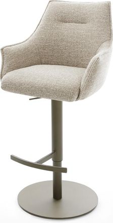 DELIFE Barstuhl Alja-Flex Webstoff Soft Beige Drehfu&szlig; h&ouml;henverstellbar Metall Titanfarben Taschenfederkern, Barst&uuml;hle