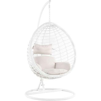 Beliani Fauteuil Suspendu Balan&ccedil;oire pour Ext&eacute;rieur et Int&eacute;rieur en Rotin Blanc Design Ultra Moderne et Conception Solide pour Salon ou Jardin Beliani