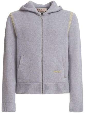 Marni cardigan à logo brodé - Gris