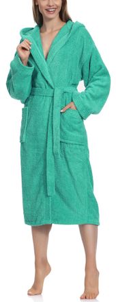 Ladeheid Damen Frottee Bademantel aus 100% Baumwolle LA40-193 (T&uuml;rkis-18 (Gramatur 400), XL)