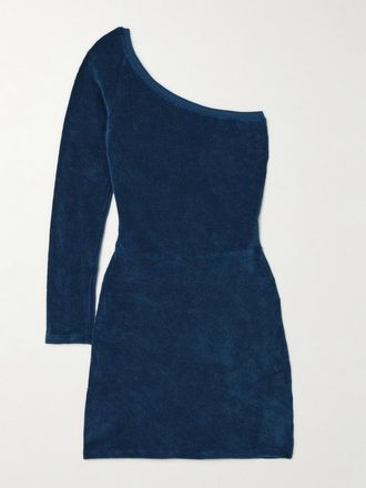 Suzie Kondi Athena Asymmetrisches Minikleid Aus Frottee Aus Einer Baumwollmischung - Blau