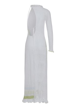 Roberta Einer Womens Long Cotton Knit Dress White