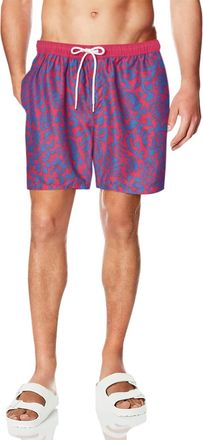 Amazon Essentials Herren Badehose, Schnell Trocknend, 18 cm - Auslauffarben, Dunkelblau Rot Vintage-blumen, XXL