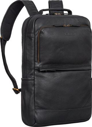 STILORD Barney Schmaler Laptop Rucksack 15,6 Zoll Leder sportliches Design Rucksack mit vielen Fächern Unirucksack Studenten Tagesrucksack für Damen un Herren