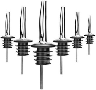 Com-Four 6x Flacon verseur - flacon verseur en acier inoxydable - verseur pour boissons - bec verseur alcoolique (06 pi&egrave;ces - couleur argent - sans couvercle)