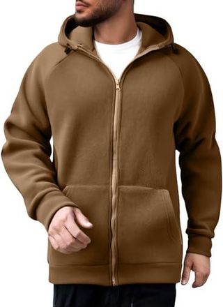 Generic Sweat &agrave; capuche uni l&eacute;ger pour homme - Pull &agrave; capuche l&eacute;ger et tendance avec v&ecirc;tements pour entra&icirc;nement int&eacute;rieur et ext&eacute;rieur, caf&eacute;, XXL