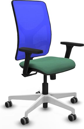 Piqueras y Crespo Stuhl mit Lendenwirbelst&uuml;tze, mit 3D-Armlehnen, ausgestattet mit 3 Positionen und Schneideschaum, mit Rollen von 65 mm, Parkett, Blau/Smaragdgr&uuml;n