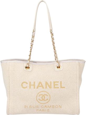 Chanel Crossbody Bags - Chanel White Christmas Gold Tone Glitter Deauville - Gr. unisize - in Beige - f&uuml;r Damen