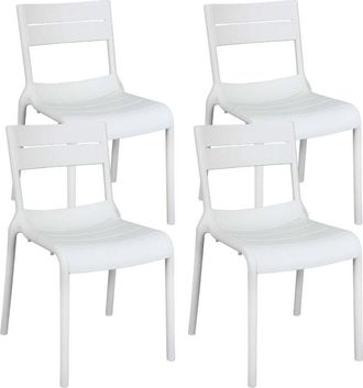 Oviala Oviala - Lot de 4 chaises de terrasse en plastique blanches
