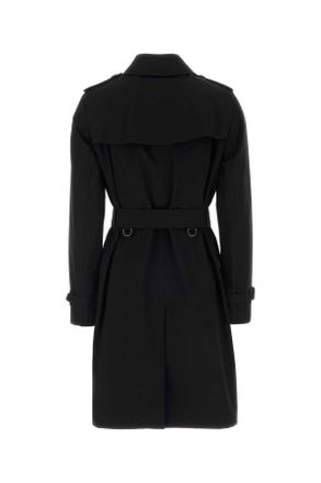 Burberry Womens Black Gabardine Trench Coat
