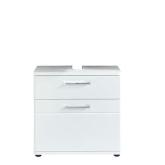 Trendteam Monte - Waschbeckenunterschrank - Weiß Hochglanz - Waschtisch mit 1 Klappe und 1 Schublade - (BxHxT) 60 x 58 x 38 cm - Badkommode mit eingelassenen Gr