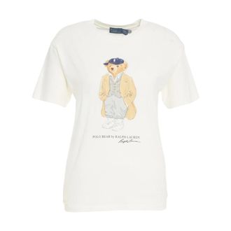 Polo Ralph Lauren Femme, Tops, Blanc, Taille: 42 FR Polo Bear Graphic T-Shirt