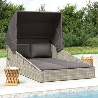 vidaXL Vidaxl - Transat avec toit pliable gris 200x114x128 cm r&eacute;sine tress&eacute;e