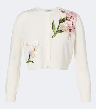 Oscar De La Renta Bestickter Cardigan aus Schurwolle